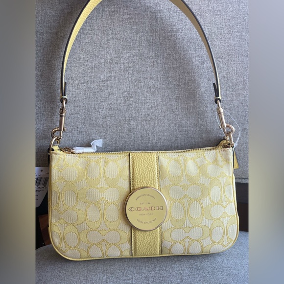 Coach | Bags | Nwtcoach Lonnie Baguette In Signature Jacquardcoach ...